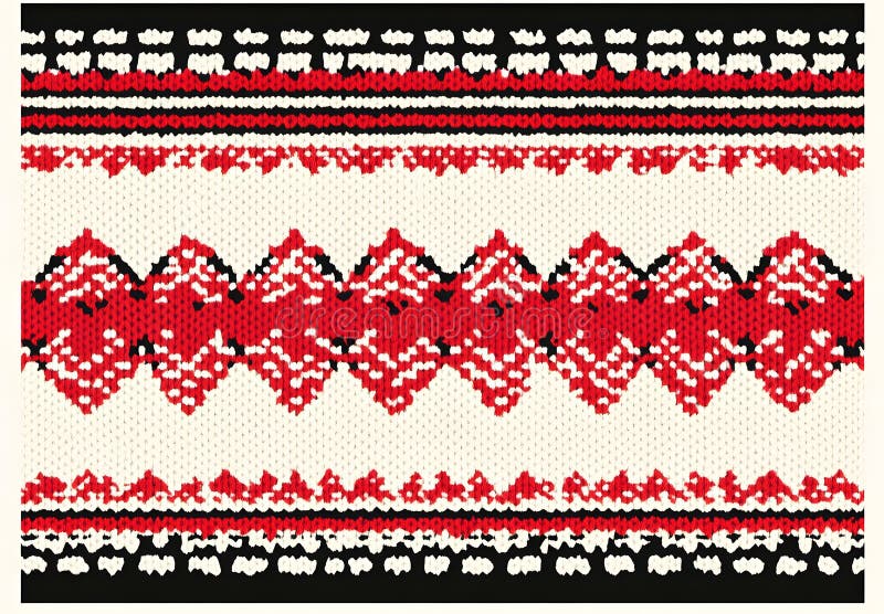 Red and White Scandinavian Knitted Texture Pattern Stock Illustration ...