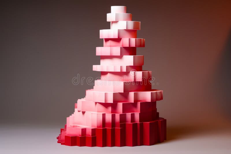 Red and White Sculpture Made of Squares and Rectangles. Generative AI Stock Illustration ...
