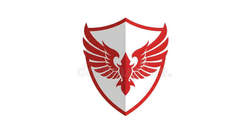 Minimal Red and White Shield Icon with Clean Lines, Stylized Garuda ...