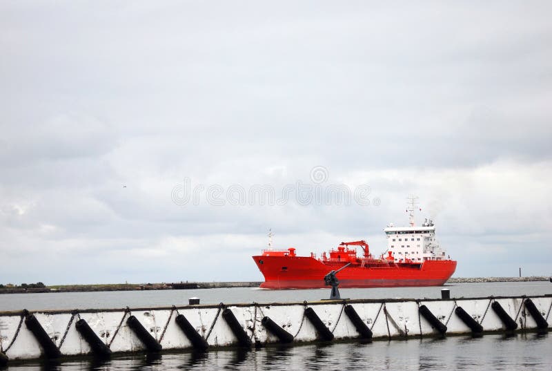 Red and White Ship Sailing in the Sea Stock Photo - Image of blue, boat ...
