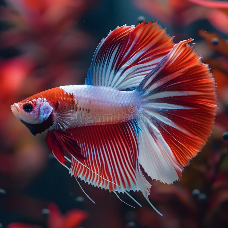 Red and White Short Tail Betta Stock Illustration - Illustration of ...