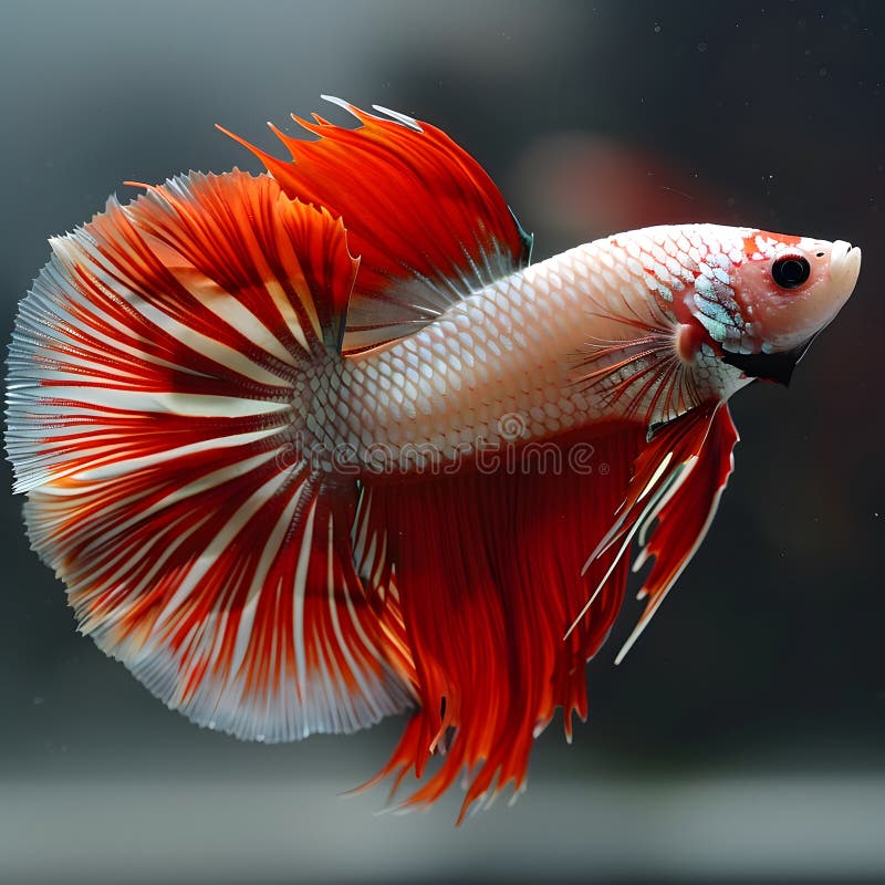 Red and White Short Tail Betta Stock Illustration - Illustration of ...