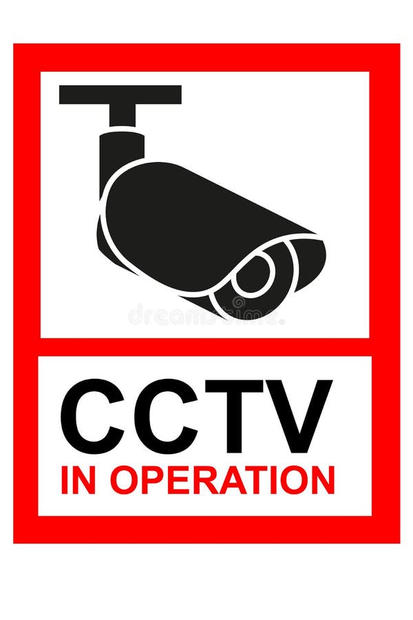 Red and White Sign, CCTV in Operation Stock Vector - Illustration of ...