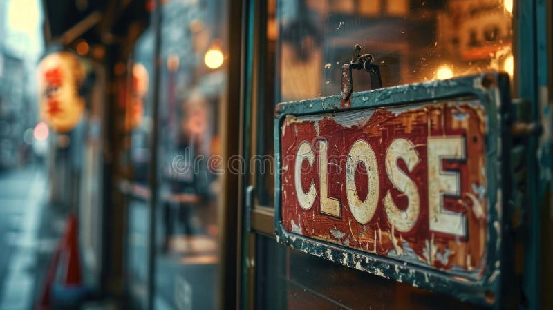 A Red and White Sign that Says Close on it Stock Photo - Image of urban ...