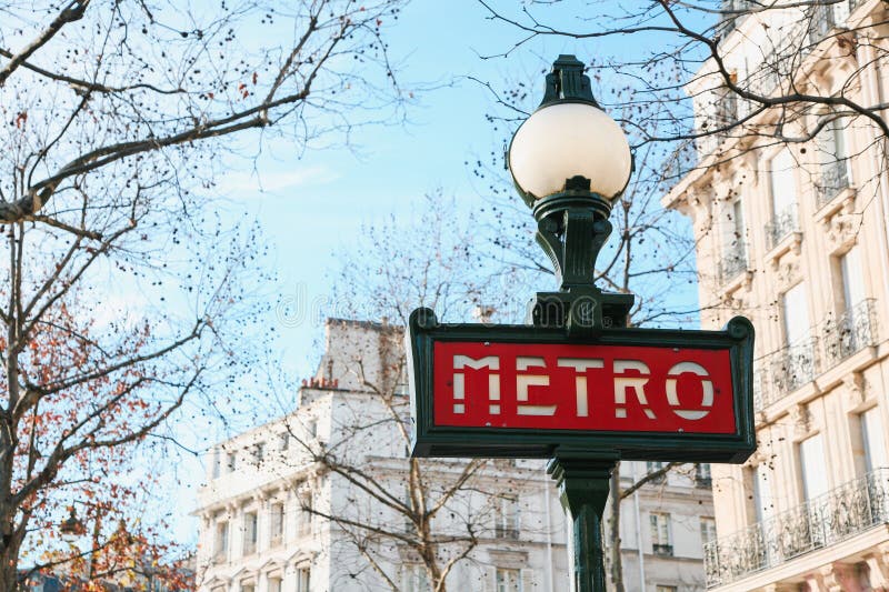 A Red and White Sign that Says Metro in Paris Editorial Photo - Image ...