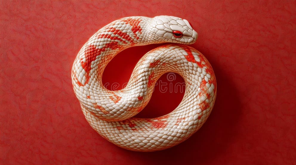 A Red and White Snake Coiled in a Figure Eight Shape Stock Illustration ...