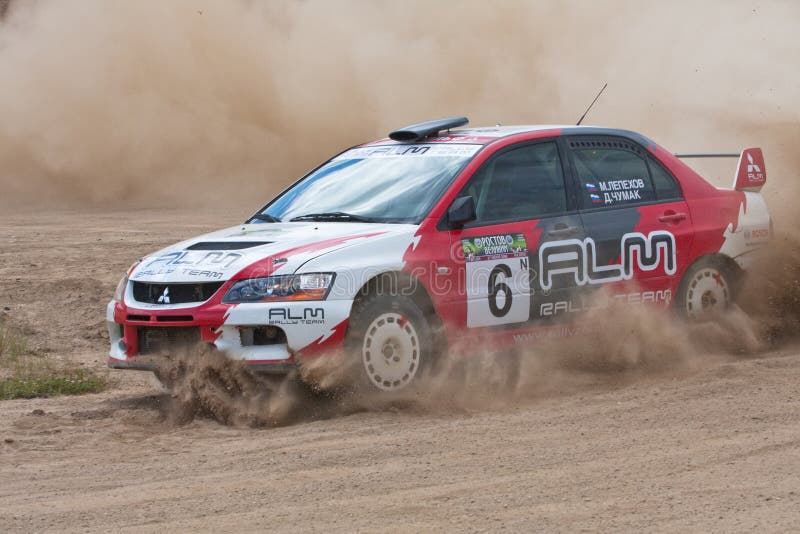 Red Rally Car Mitsubishi Lancer Editorial Stock Image - Image of vinose ...