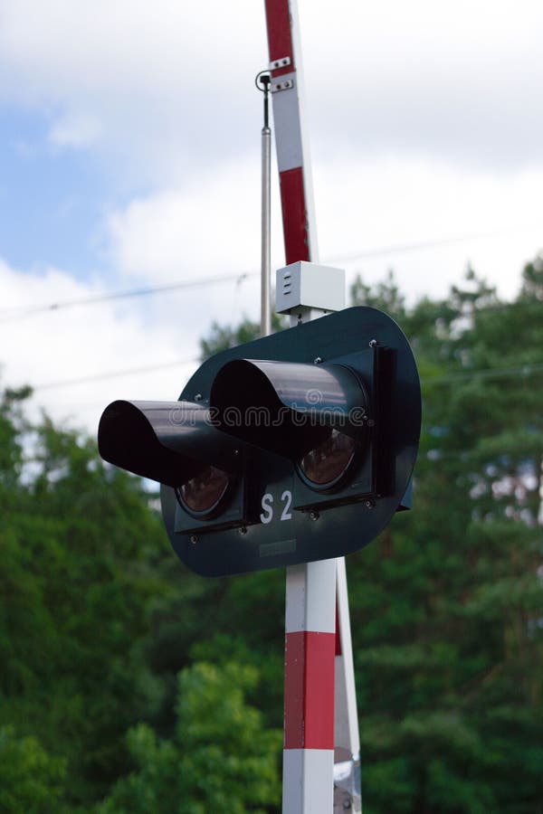 Red and White Stand with Two Road Traffic Lights Stock Photo - Image of ...