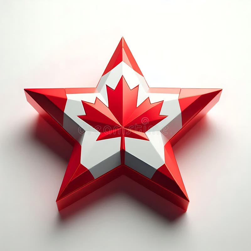 A Red and White Star with a Maple Leaf in the Center Stock Illustration ...