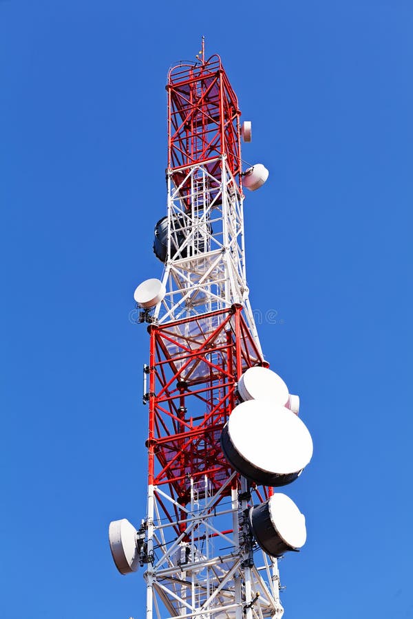 Red and white TV repeater stock photo. Image of cell - 107690592