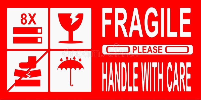 Fragile Sticker Highlights Multiple Symbols for Package Care Stock ...