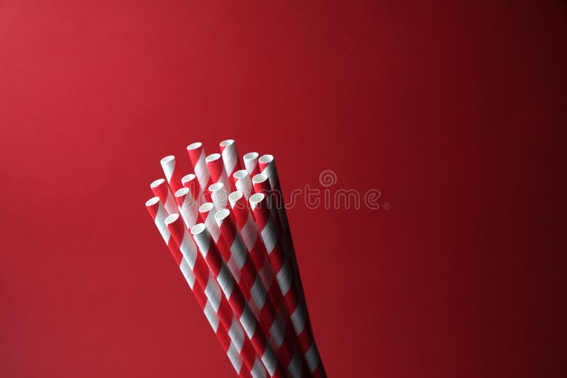 White Straws with Red Line (for Cocktail) Stock Photo - Image of high ...