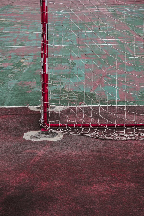Red and White Street Soccer Goal Stock Photo - Image of outside, game ...