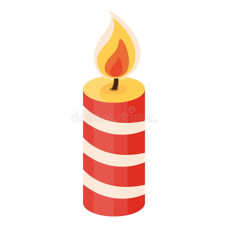 Red and White Striped Candle with Bright Flame Vector Illustration ...