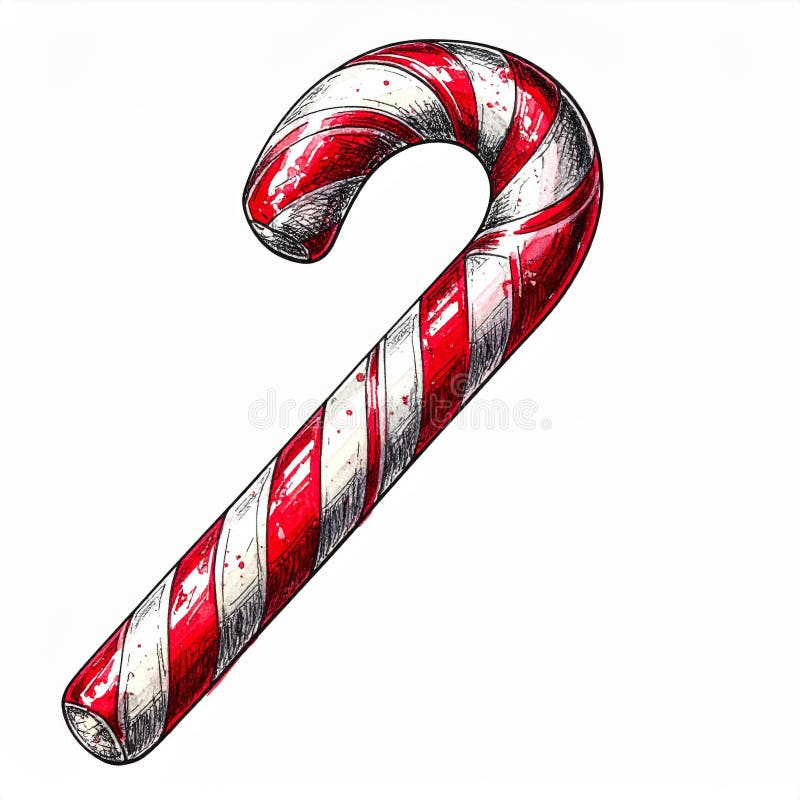 Red and White Striped Candy Cane Illustration Stock Illustration ...