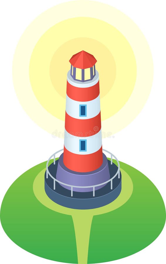 Red and White Striped Cartoon Style Lighthouse Stock Vector ...