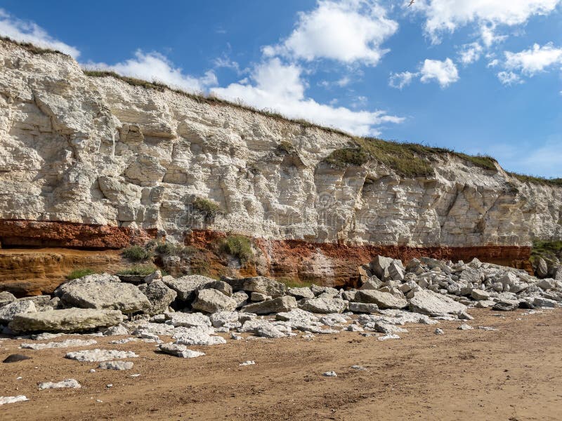 Red and White Striped Cliffs at Hunstanton, Norfolk, Caused by Layers ...