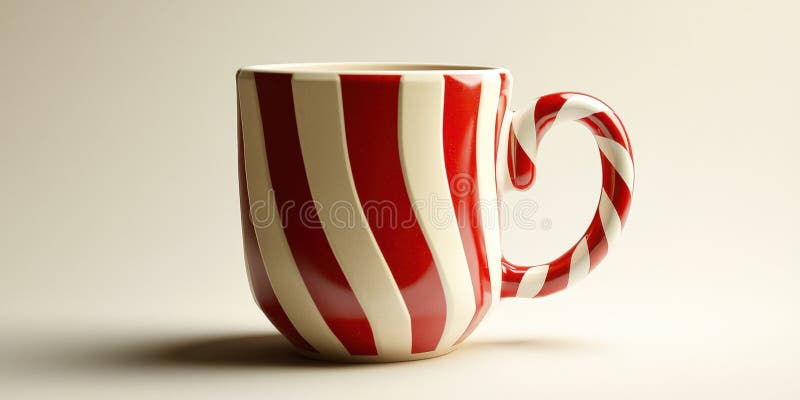 Red and White Striped Coffee Cup with a Candy Cane Handle Stock Photo ...