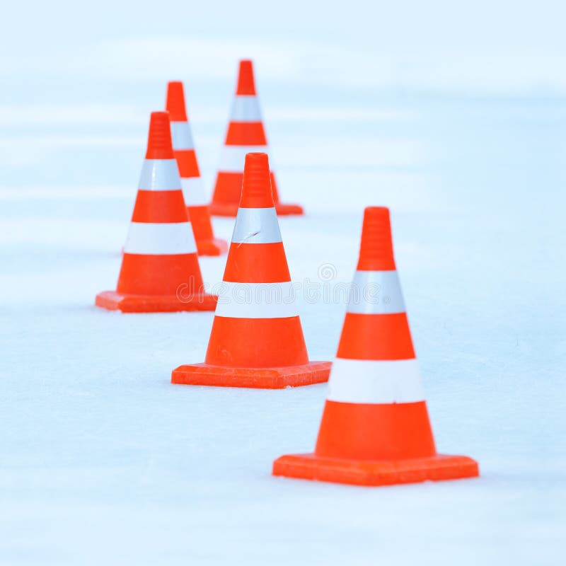 Red and White Striped Concrete Road Barrier Stock Image - Image of edge ...