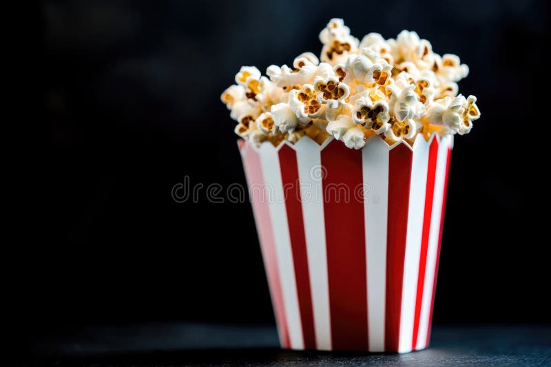 A Red and White Striped Cup Filled with Freshly Popped Popcorn Stock ...