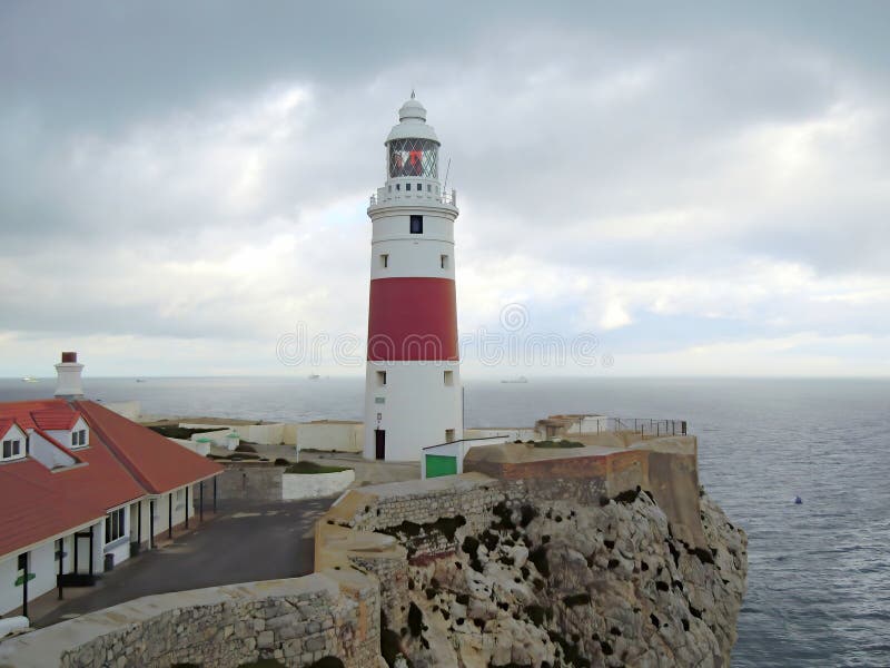 Striped Lighthouse On Sandy Shore With Palm Trees. Stock Image - Image ...