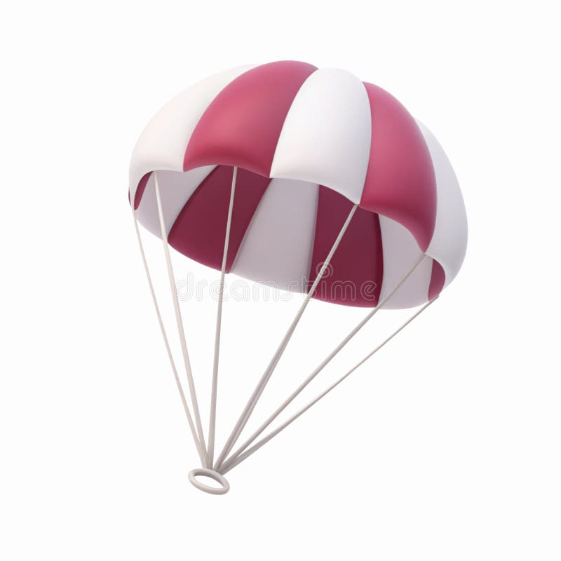 Red and White Striped Parachute with Strings Isolated on Clear ...