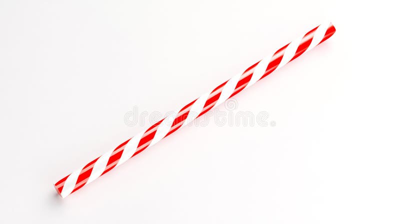 Red and White Striped Plastic Drinking Straw Lying on White Background ...