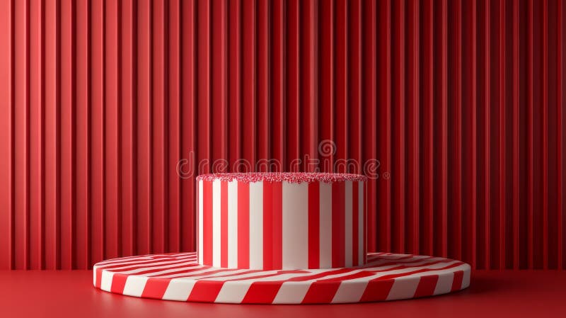 Red and White Striped Platform on Red Background Stock Illustration ...