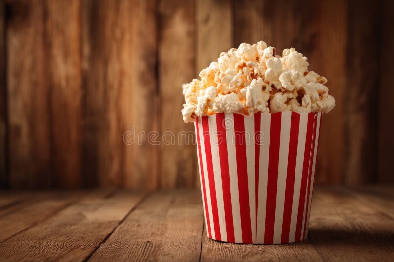 A Red-and-White Striped Popcorn Bucket. Stock Photo - Image of salty ...