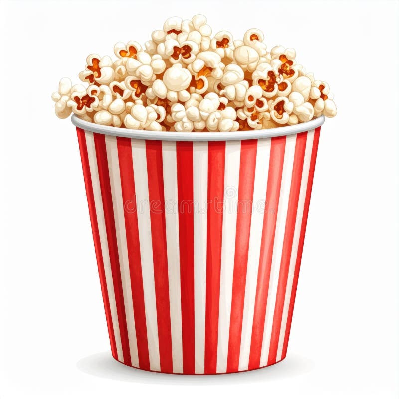 Red and White Striped Popcorn Bucket Stock Illustration - Illustration ...