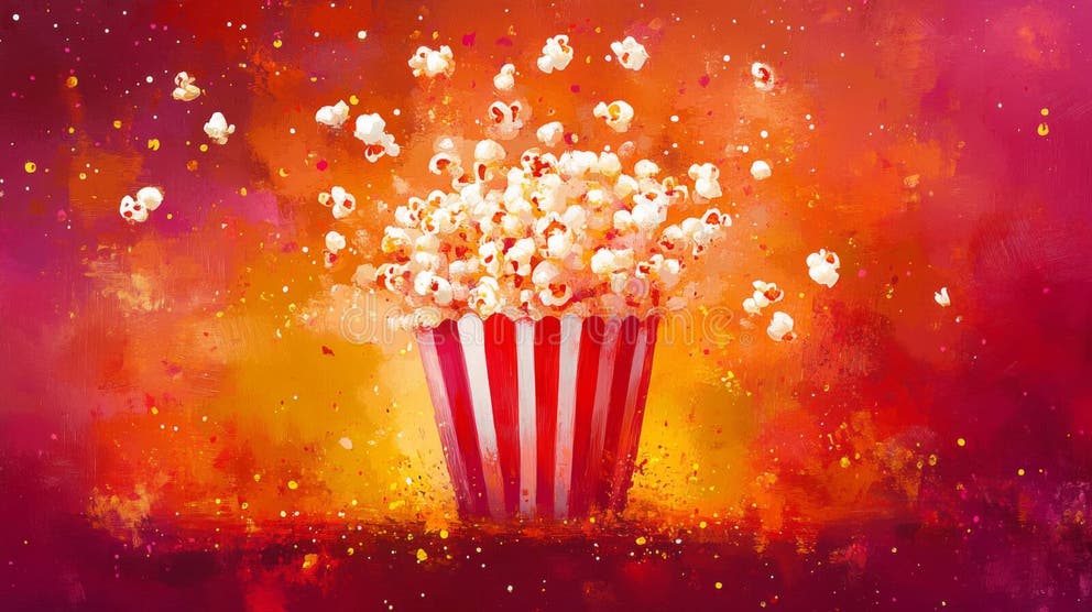 Red and White Striped Popcorn Bucket Explosion Stock Illustration ...