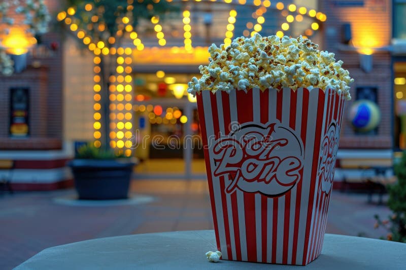 Popcorn Under the Twinkling Lights Stock Illustration - Illustration of ...