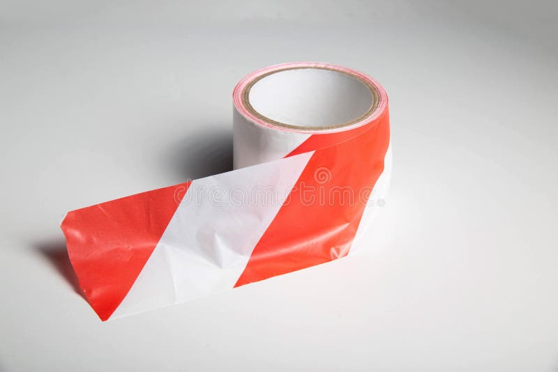 Red-white Striped Ribbon on a White Background, Isolate. Prohibition ...