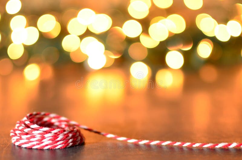 Red and White Striped String with Bokeh Background Stock Image - Image ...