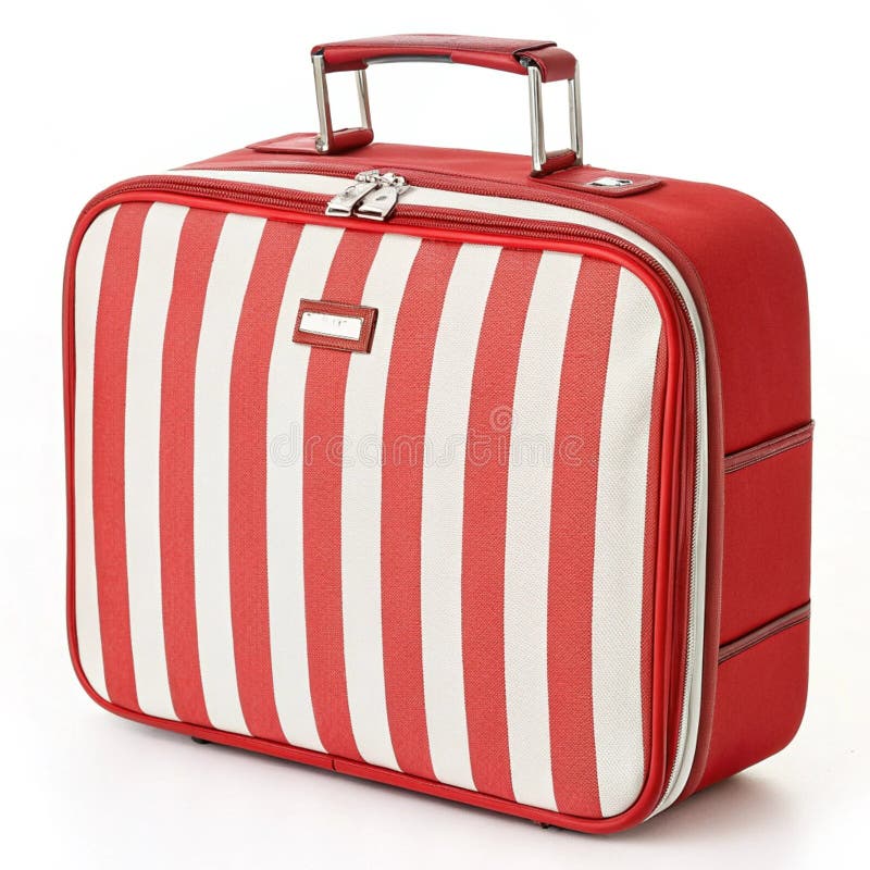 Red and White Striped Suitcase Stock Illustration - Illustration of ...