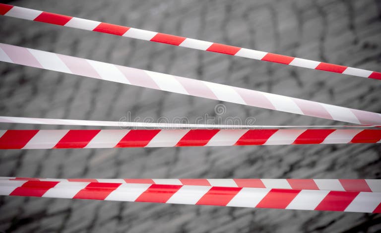 Red and White Striped Tapes Stock Image - Image of danger, prevention ...