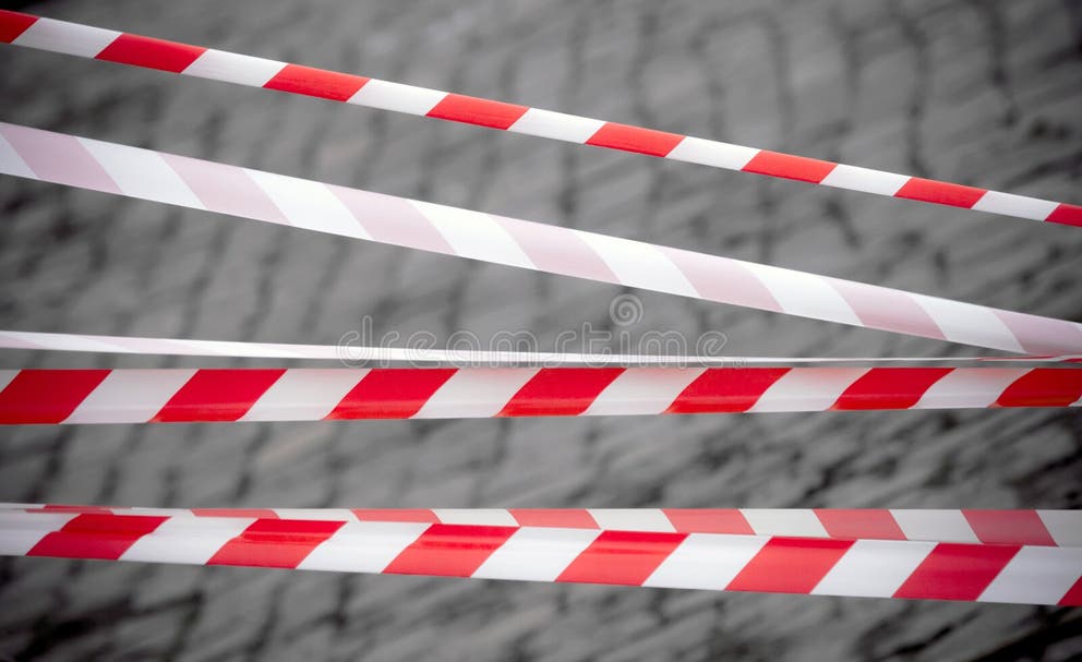 Red and White Striped Tapes Stock Image - Image of danger, prevention ...