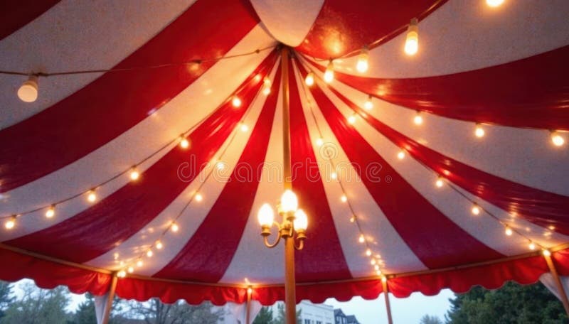 Red White Striped Tent Ceiling, Hanging Lights , Dramatic, Texture ...