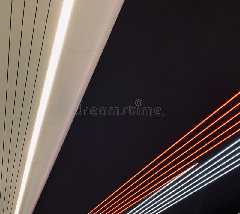 Red and White Stripes on the Ceiling Stock Photo - Image of lamp ...