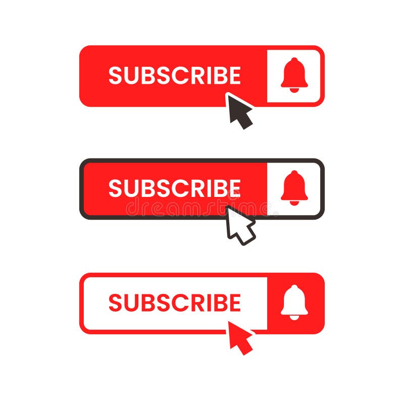 Red and White Subscribe Button with Pointer and Hand Cursor Stock ...