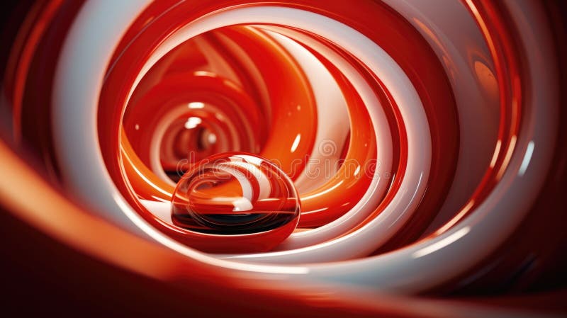 A Red and White Swirl with a Ball Inside, AI Stock Illustration ...