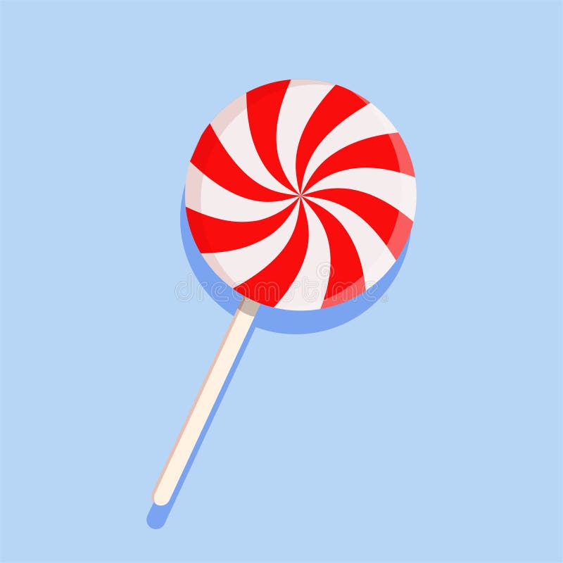 Red and White Swirl Lollipop on Blue Background Stock Illustration ...