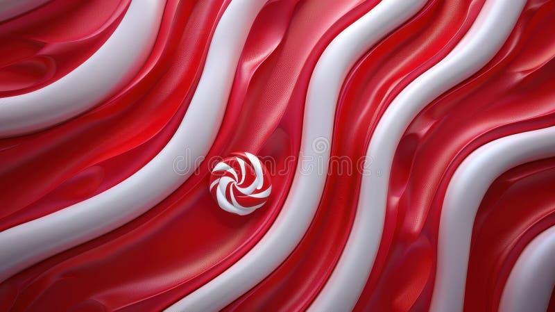 Red and White Swirl Pattern with a Peppermint Candy on a Textured Surface Stock Photo - Image of ...