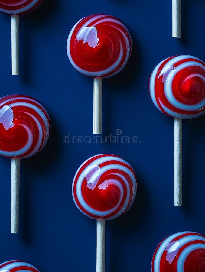 Red and White Swirled Lollipop on a Dark Background. Stock Image ...