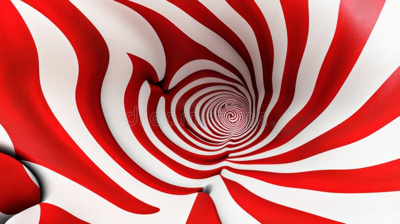 Red and White Swirling Vortex Tunnel Abstract Hypnotic Depth Illusion ...