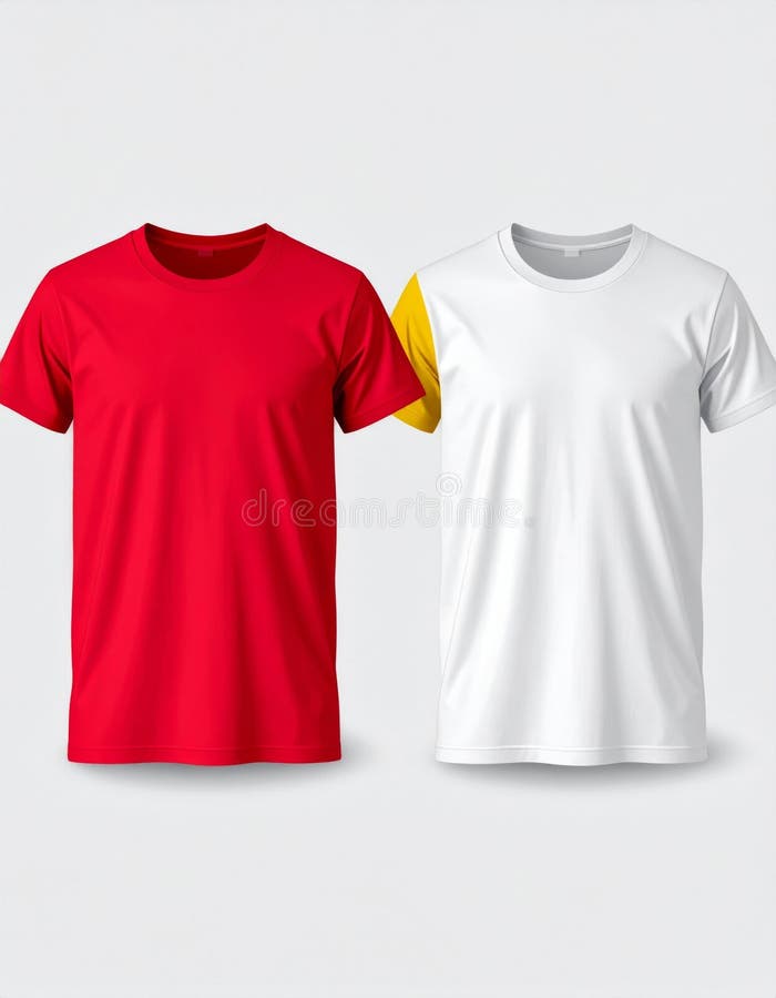 Red and White T-shirts Product Mockup Stock Illustration - Illustration ...