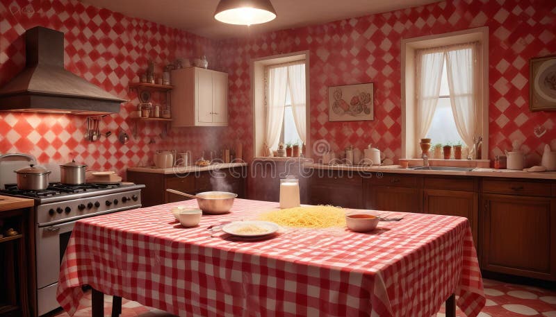 Red and White Tablecloth Italian Style Texture Wallpaper Stock ...