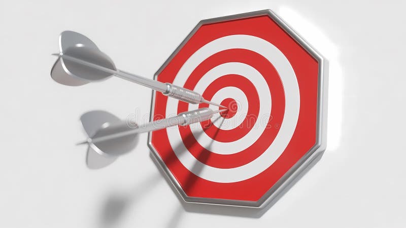 A Silver Dart Hits the Bullseye with Precision. Stock Illustration ...