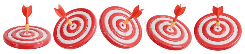 Red and White Target with Dart. Cartoon Bullseye Set. 3D Rendering ...