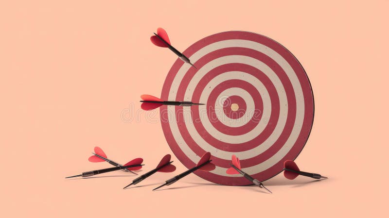 Red and White Target with Darts, Dartboard Object, Success and Failure ...
